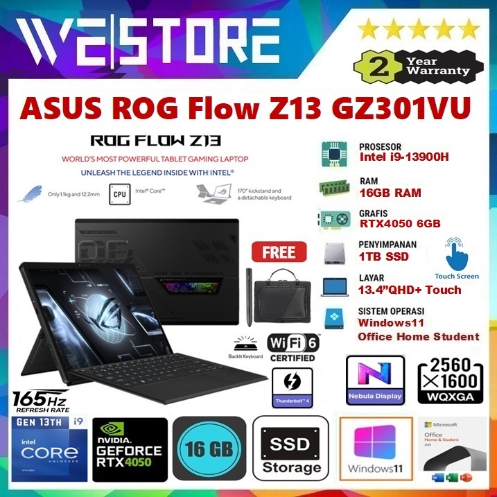 Promo ASUS ROG Flow Z13 GZ301VU - i9-13900H 16GB 1TB SSD RTX4050 6GB 13 ...