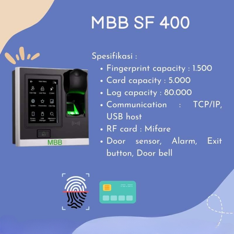 Jual ZKTeco MBB SF 400 Fingerprint Mesin Absensi dan Akses Kontrol di Seller Mitra Berkat ...