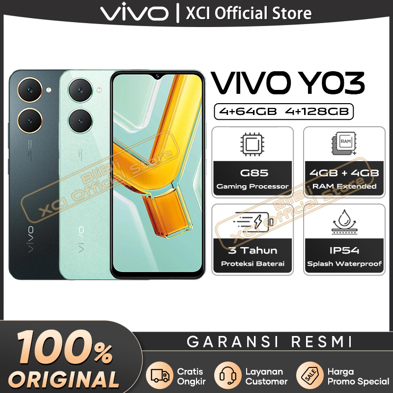 Jual Vivo Y03 4/64gb 4/128gb Ram 4gb+4gb Rom 128gb 5000mah + 3 Tahun Proteksi Baterai 100% ...