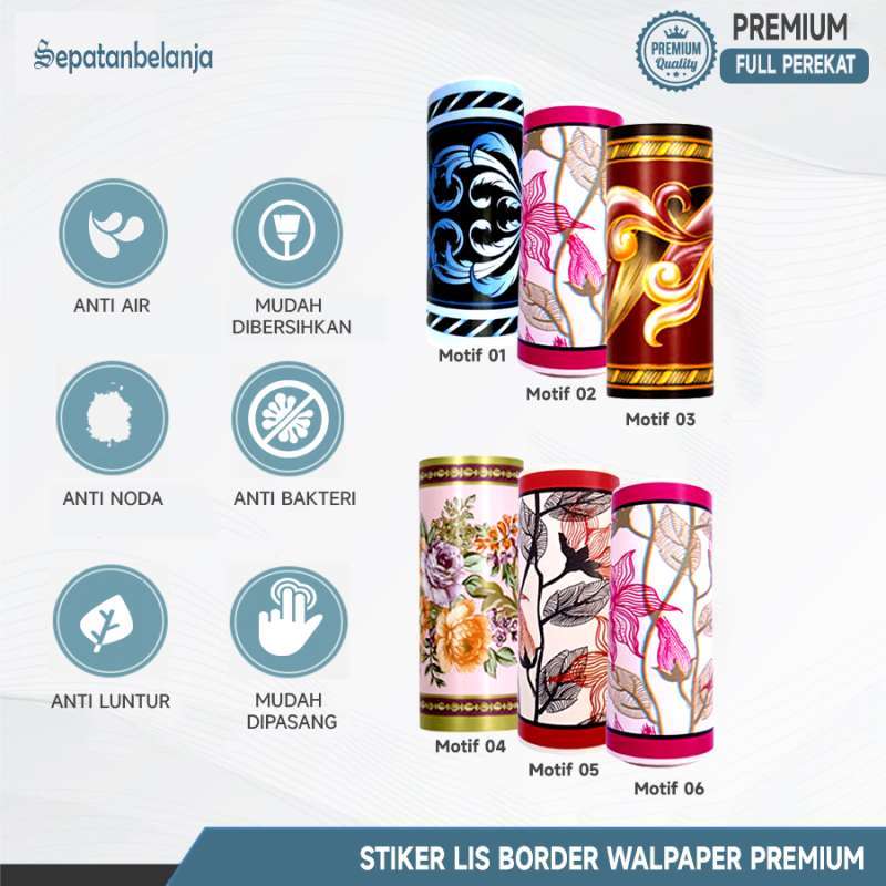 Promo Stiker Dinding List Border 001-4 Premium Full Perekat - Dekorasi ...