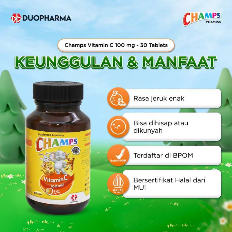 Jual Champs Vitamin C 100mg Free Coloring Book (30 Tablet x 2 Botol) di ...
