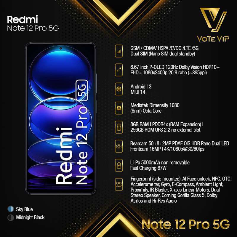Promo Xiaomi Redmi Note 12 Pro 5g 8/256 Ram 8gb Rom 256gb Garansi Resmi ...