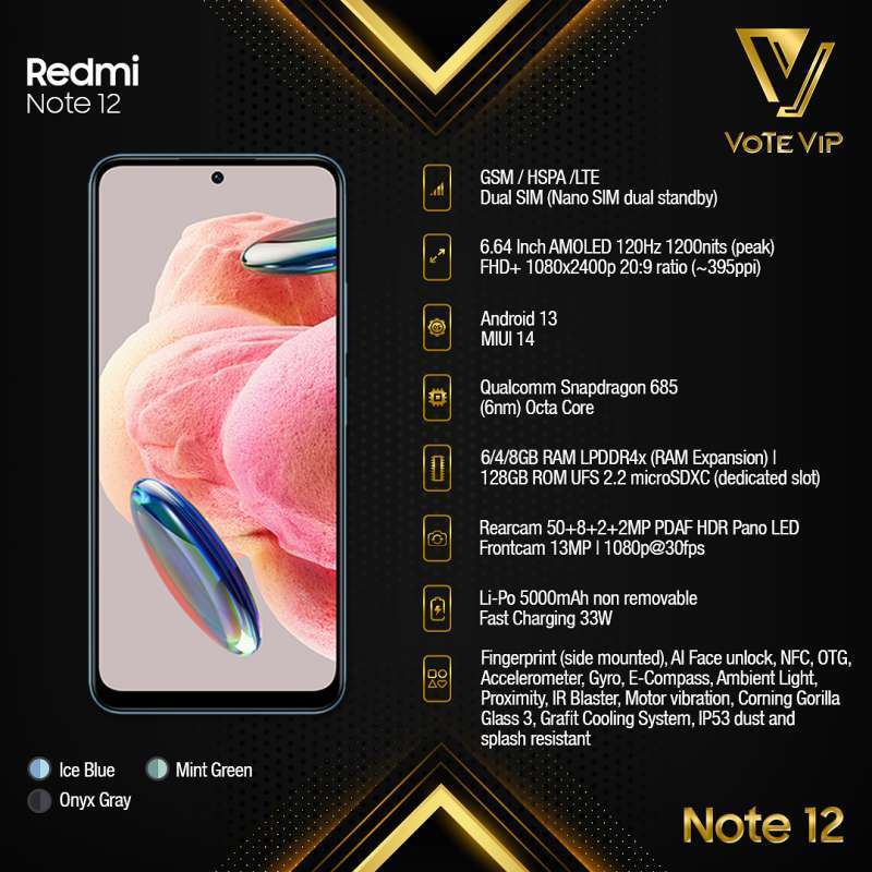 Jual Xiaomi Redmi Note 12 6/128 Ram 6gb Rom 128gb Garansi Resmi ...