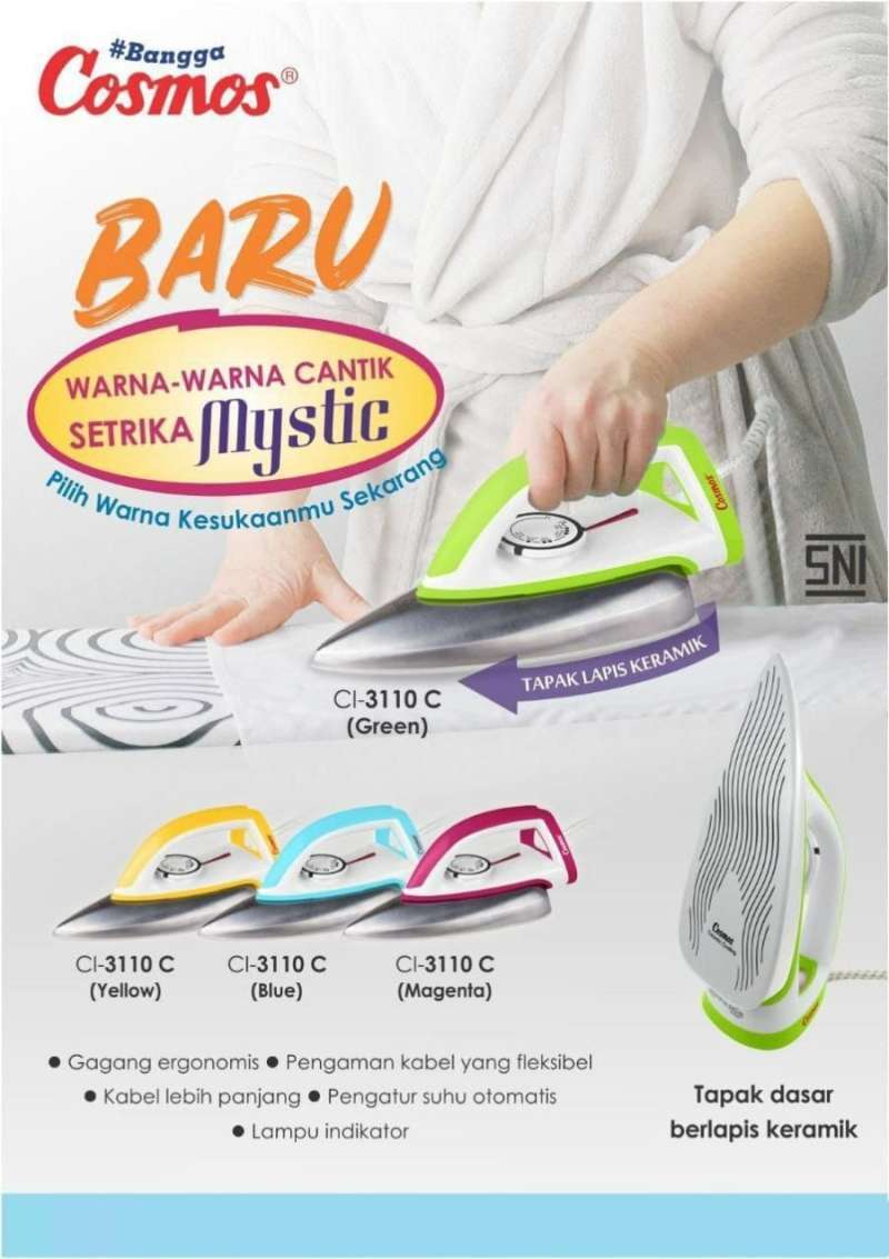 Jual Cosmos Setrika CI-3110 C Tapak Keramik Electric Iron - Biru di ...