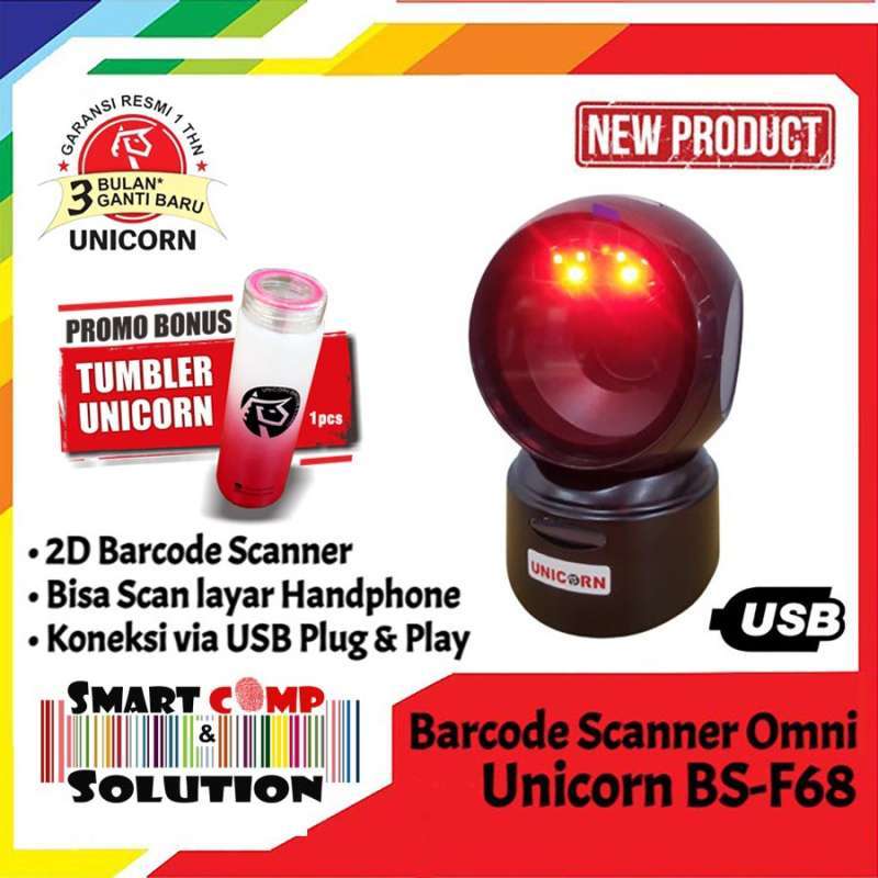 Jual Barcode Scanner Omni Unicorn BS-F68 / BSF68 2D QR Code USB di ...