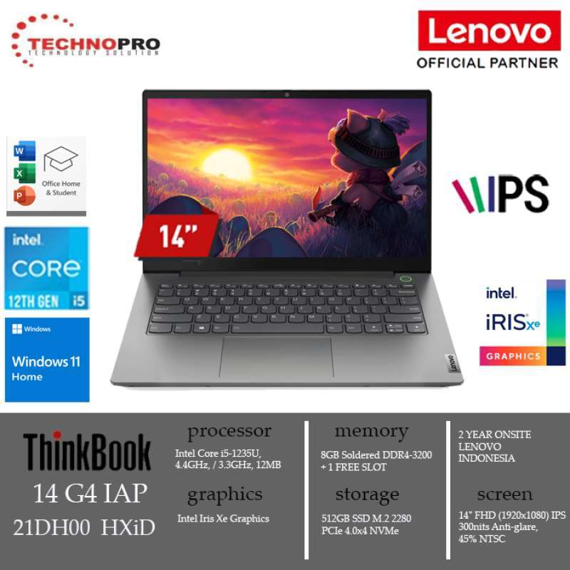 Promo LENOVO THINKBOOK 14 G4 IAP HXID || INTEL CORE I5-1235U 8GB 512GB ...