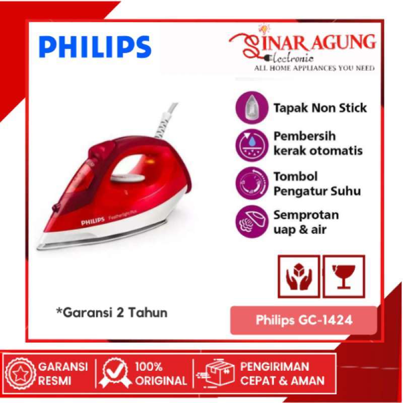 Jual Philips Setrika Uap Gc1424 / Gc 1424 / Gc-1424 [garansi Resmi] Red ...