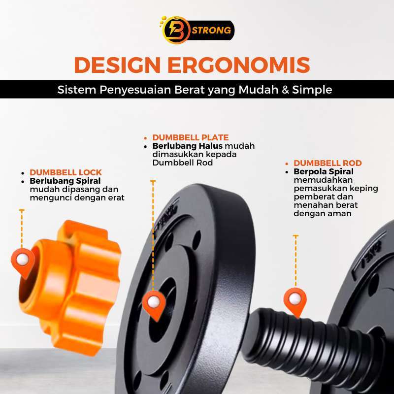 Jual [ Terbaru 2024 ] B-strong Dumbbell Barbel Set 30kg Fitness ...