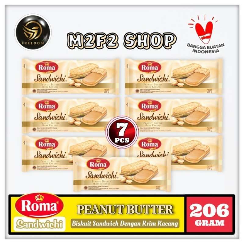 Promo Roma Biskuit Sandwichi Peanut Butter | Krim Kacang - 206 gr ...