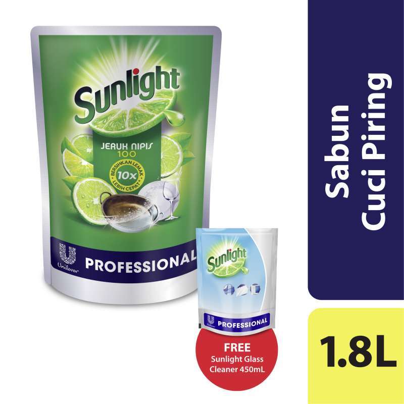 Jual Sunlight Professional Sabun Cuci Piring Cair Jeruk Nipis Pouch 1.8 ...