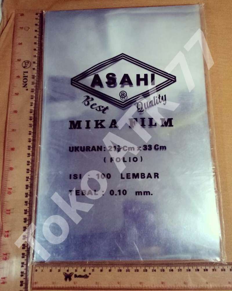 Jual Mica Clear Putih Bening merk Asahi ukuran F4 Folio 1pack = 100 lembar di Seller Toko ATK 77 ...