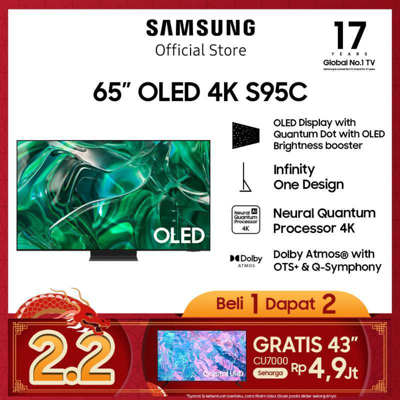 Jual Samsung Smart Tv 65 Inch Oled 4k S95c Dengan Infinity One Design - Qa65s95cakxxd Di Seller ...