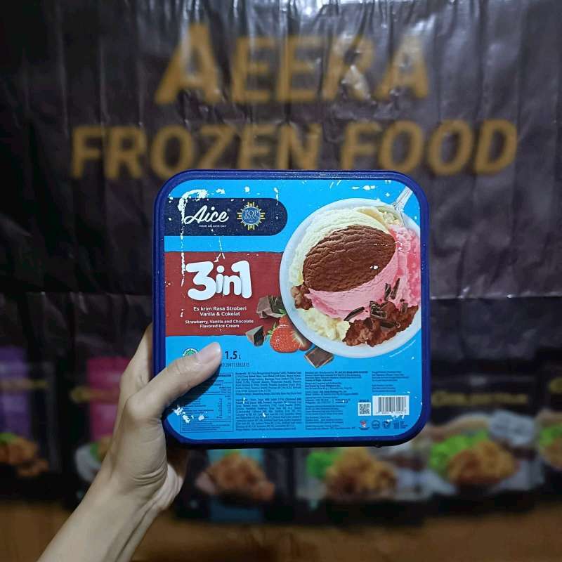 Jual Aice 3in1 Es Krim Rasa Stroberi Vanila & Cokelat 1500Ml di Seller ...