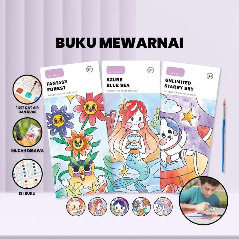 Promo Oem Sk-a56 Buku Gambar Mewarnai Buku Lukis Cat Air Set Free Kuas ...