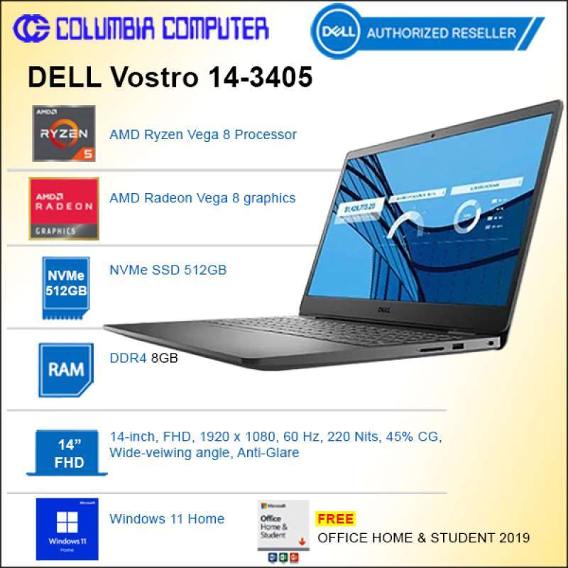 Jual DELL Vostro 14-3405 R5-3500U 8GB 512GB Win10+OHS - Black di Seller ...