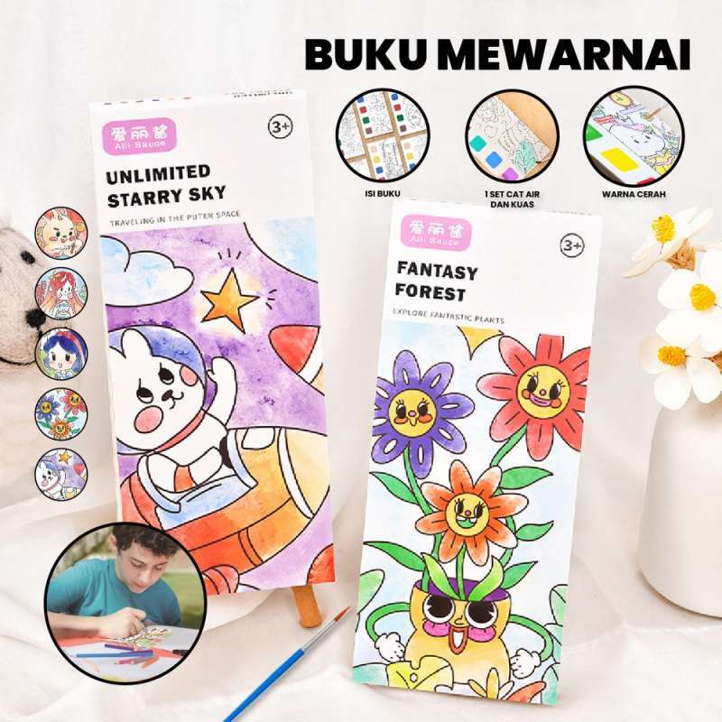 Promo Oem Rb-a56 Buku Gambar Mewarnai Buku Lukis Cat Air Set Free Kuas ...
