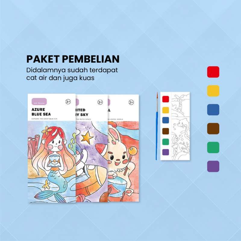 Promo Oem Rb-a56 Buku Gambar Mewarnai Buku Lukis Cat Air Set Free Kuas ...