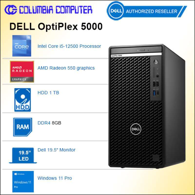 Jual Dell Optiplex 5000 I7-12700 8gb 1tb Radeon-550 Win11 Pro + 19.5 Di ...