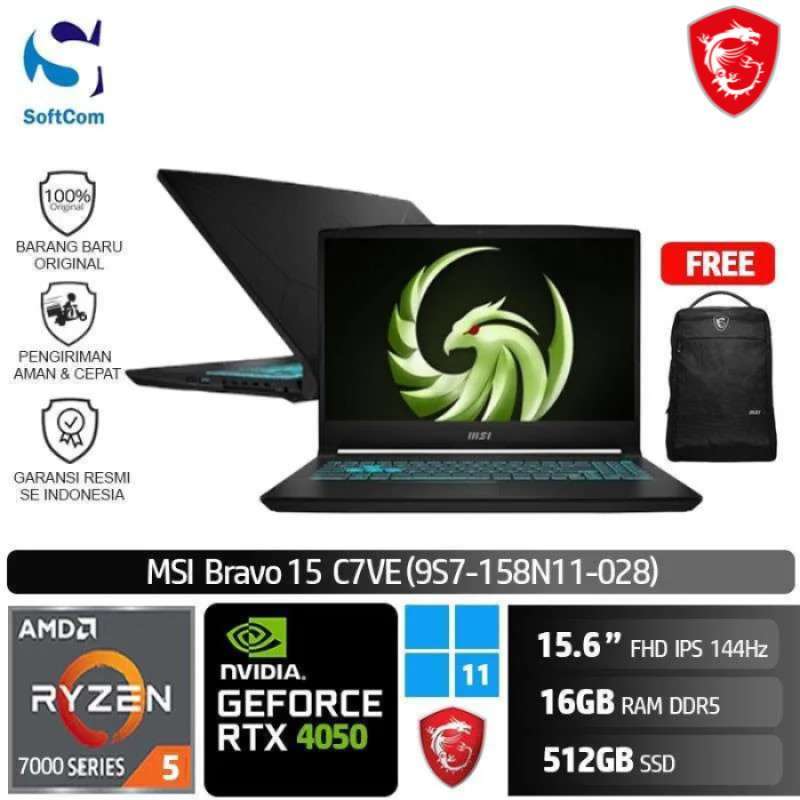 Promo Msi Bravo 15 C7ve 028 Laptop Gaming [ryzen 5-7535hs/16gb/512gb ...