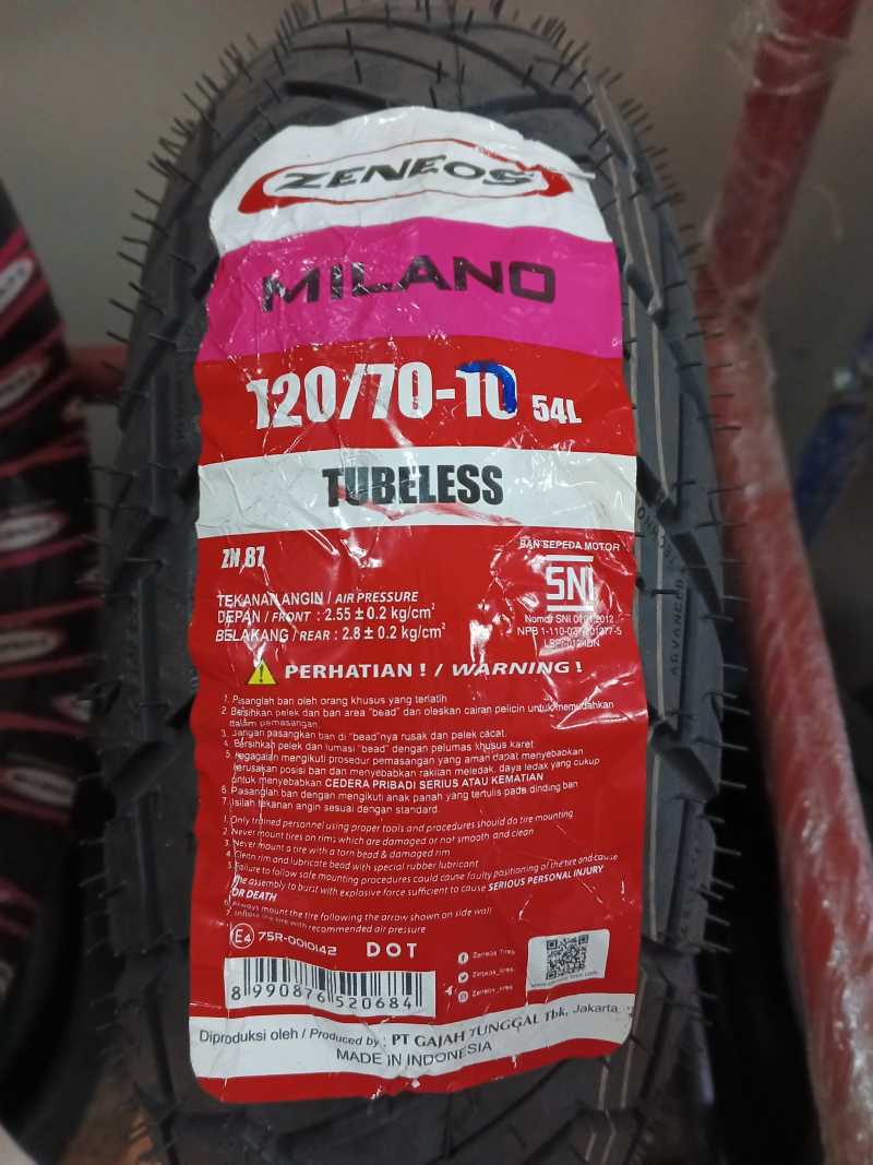 Jual Ban Motor Zeneos 120/70-10 Milano Di Seller @toha - Karasak, Kota ...