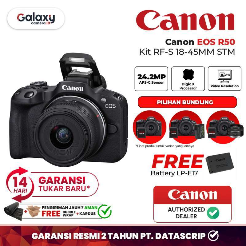 Jual Canon Eos R50 Kit Rf-s 18-45mm Stm Kamera Mirrorless Garansi Resmi ...