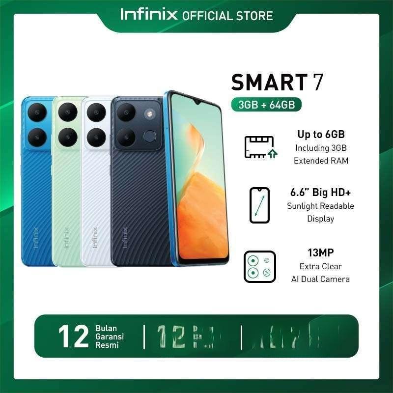 Promo Infinix Smart 7 Ram 4/64gb 13mp Camera Garansi Resmi Diskon 3% Di ...