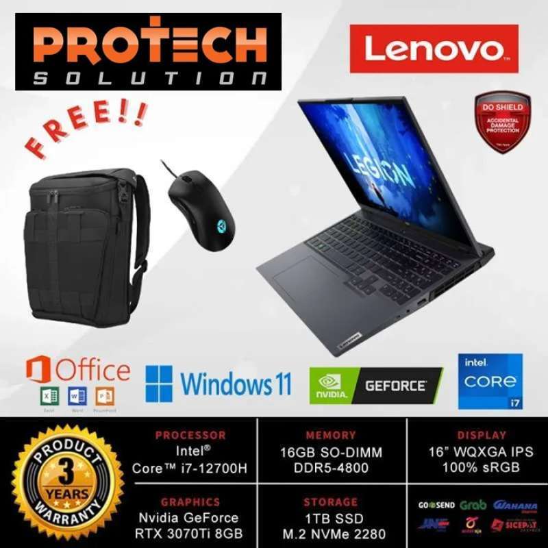 Jual Lenovo Legion 5i Pro 16iah7h Grey Rhid I7-12700h 16gb 1tb Rtx3070ti Di Seller Protech ...