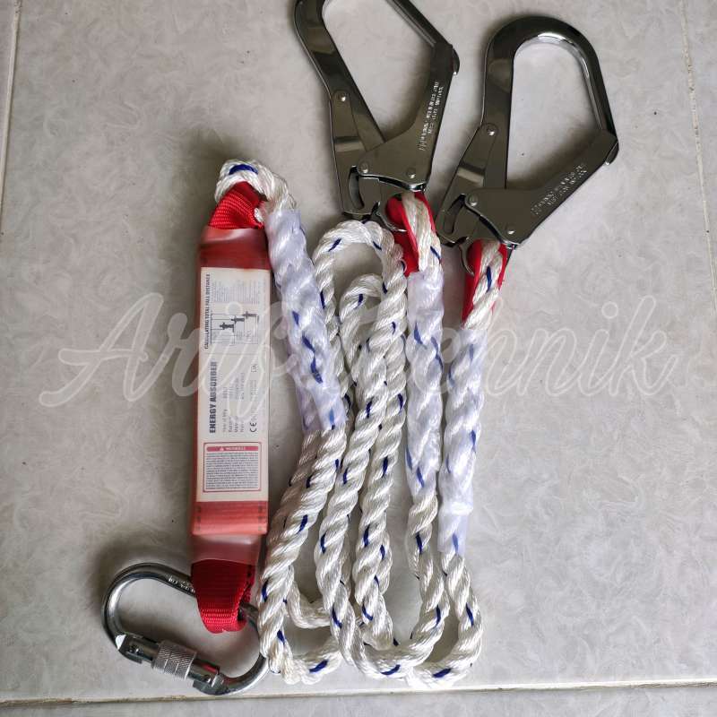 Jual Safety Shock Absorber Lanyard Double Big Hook / Tali Body Harness ...