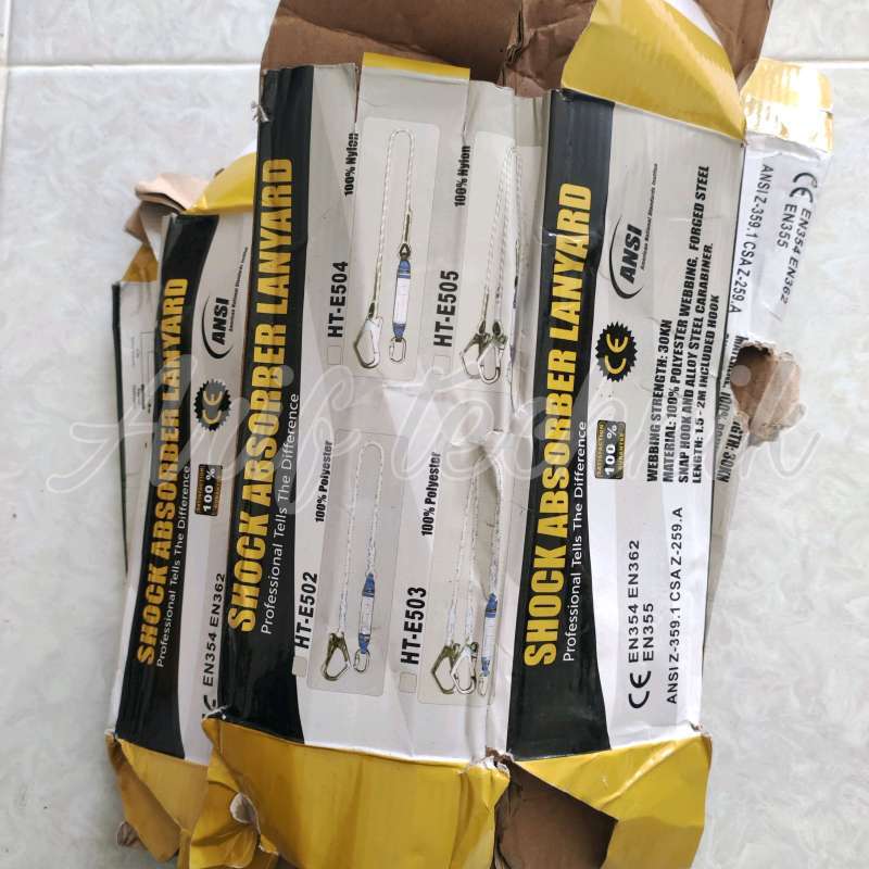 Jual Safety Shock Absorber Lanyard Double Big Hook / Tali Body Harness ...