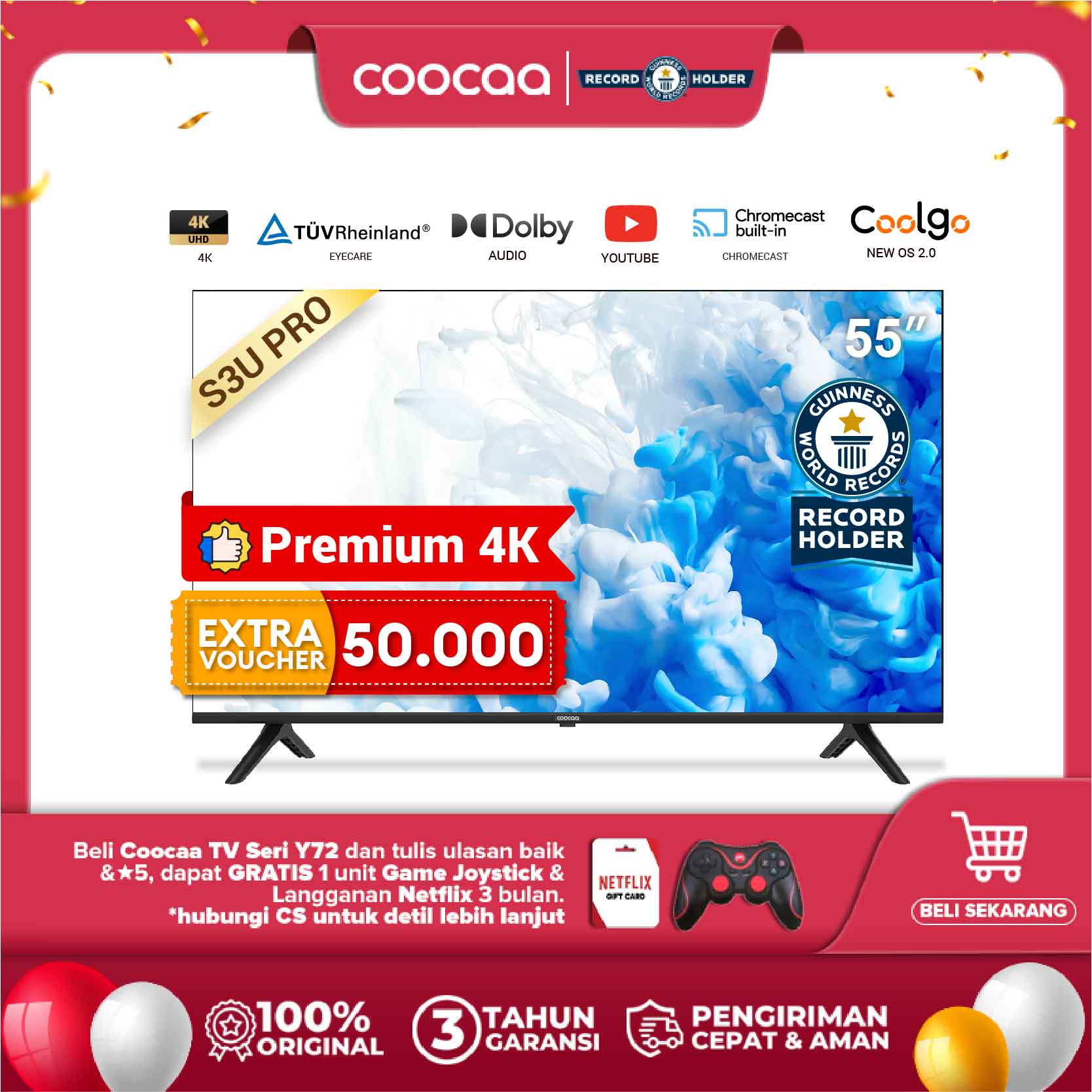 Promo COOCAA 55 inch Smart Digital TV - 4K - UHD - Dolby Audio ...