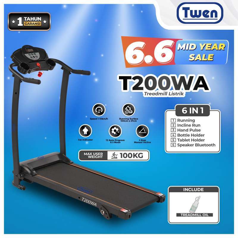 Promo Twen T200wa Treadmill Elektrik Motorized Treadmill Listrik ...