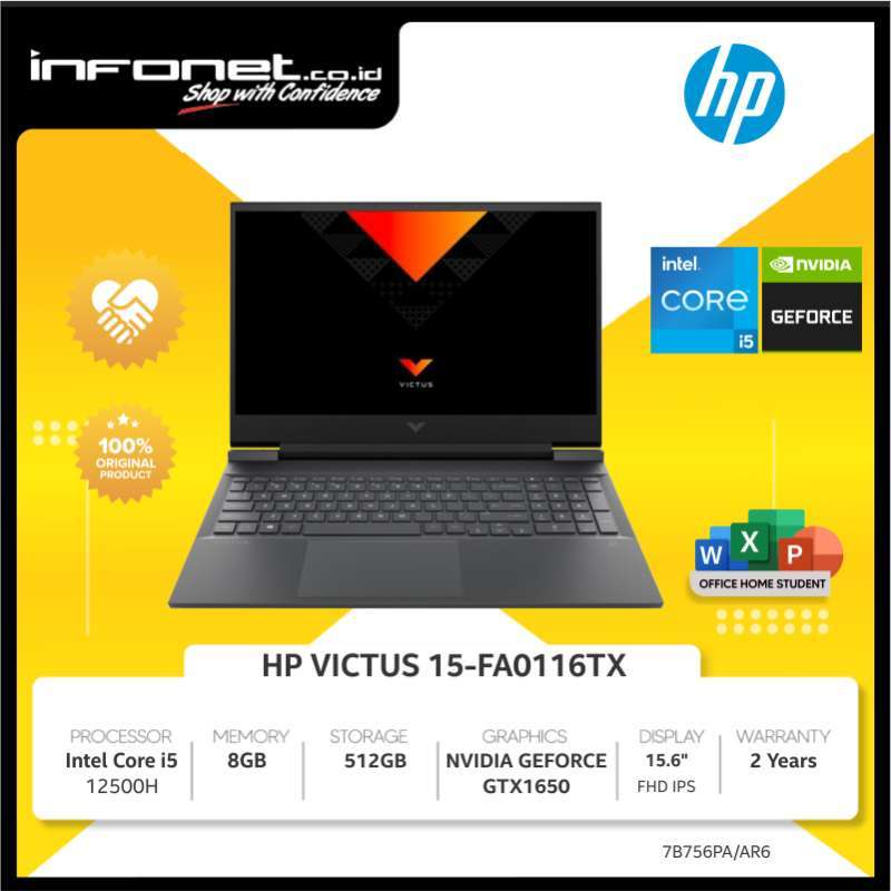 Promo HP VICTUS 15-FA0116TX I5-12500H 8GB 512GB GTX1650 15.6 FHD IPS W11 OHS Diskon 16% di ...