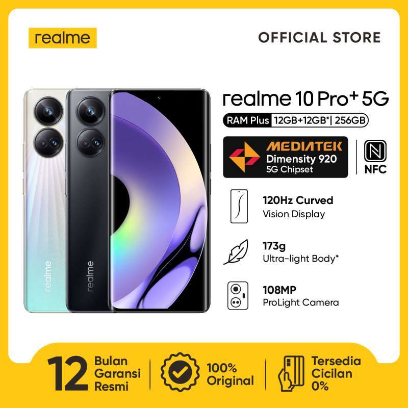 Jual Realme 10 Pro+ 5g 12gb+12gb*|256gb (120hz Curved Vision Display | Hyperspace Design ...