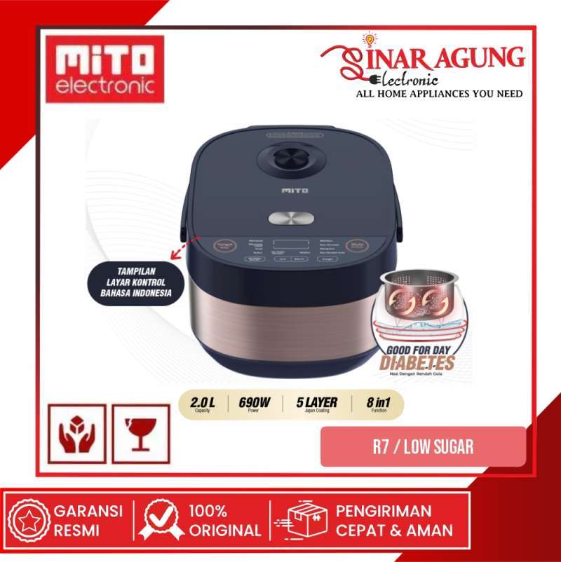 Promo Mito Multi Digital Rice Cooker R7 Low Sugar [ 2 Ltr / 8in1 ] Gold ...