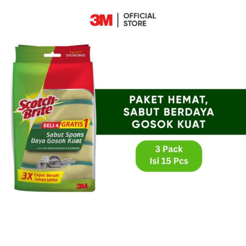 Promo 3m Scotch-brite Sabut Spons Cuci Piring / Untuk Alat Makan ...