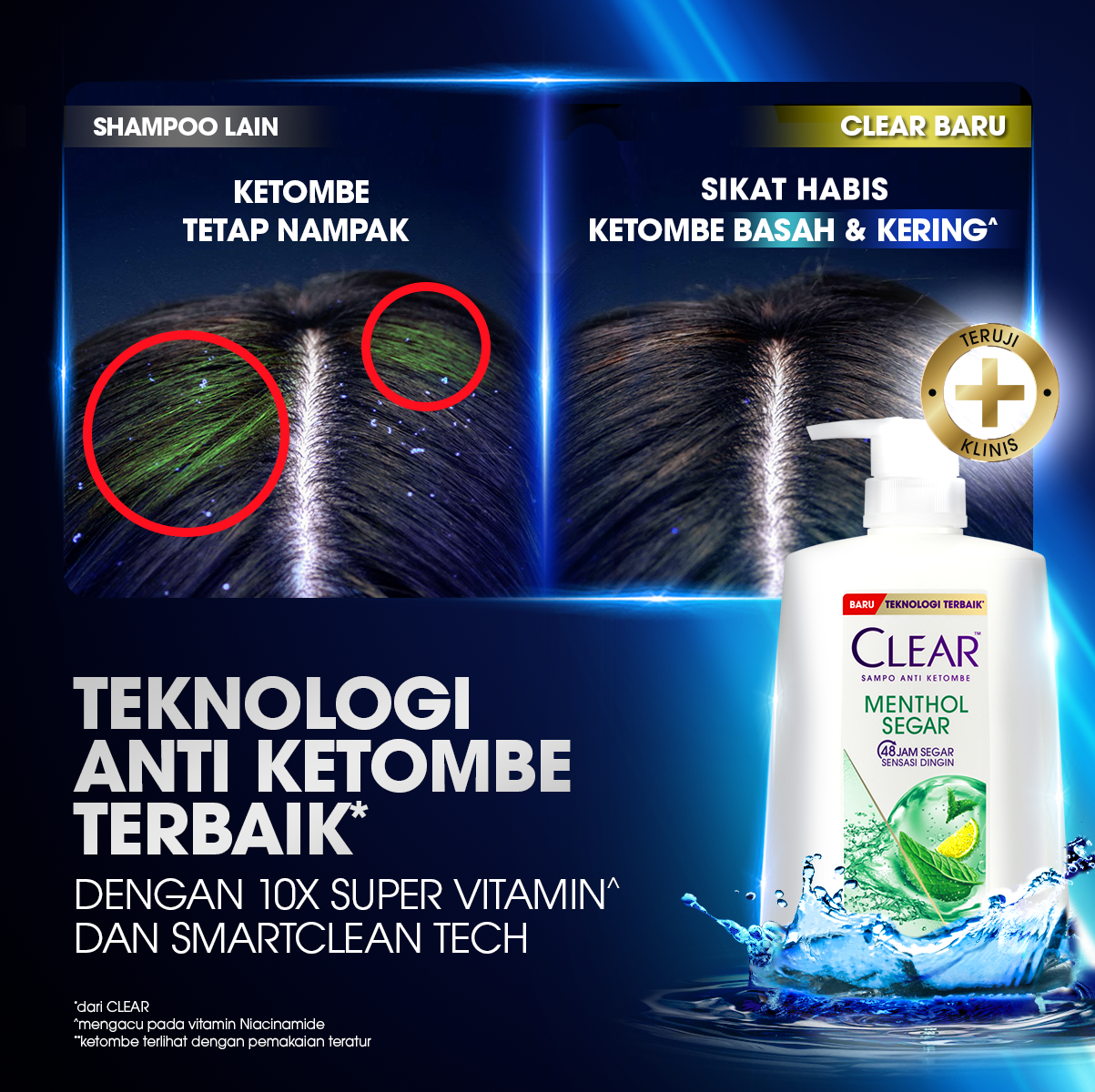 Promo Clear Shampoo Anti Ketombe Menthol Segar, 48 Jam Segar Sensasi ...