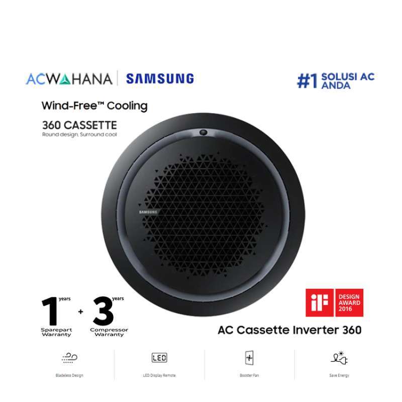 Promo Samsung AC 360 Cassette Inverter Wind-Free 5 PK ( 3 PHASE ) Black ...