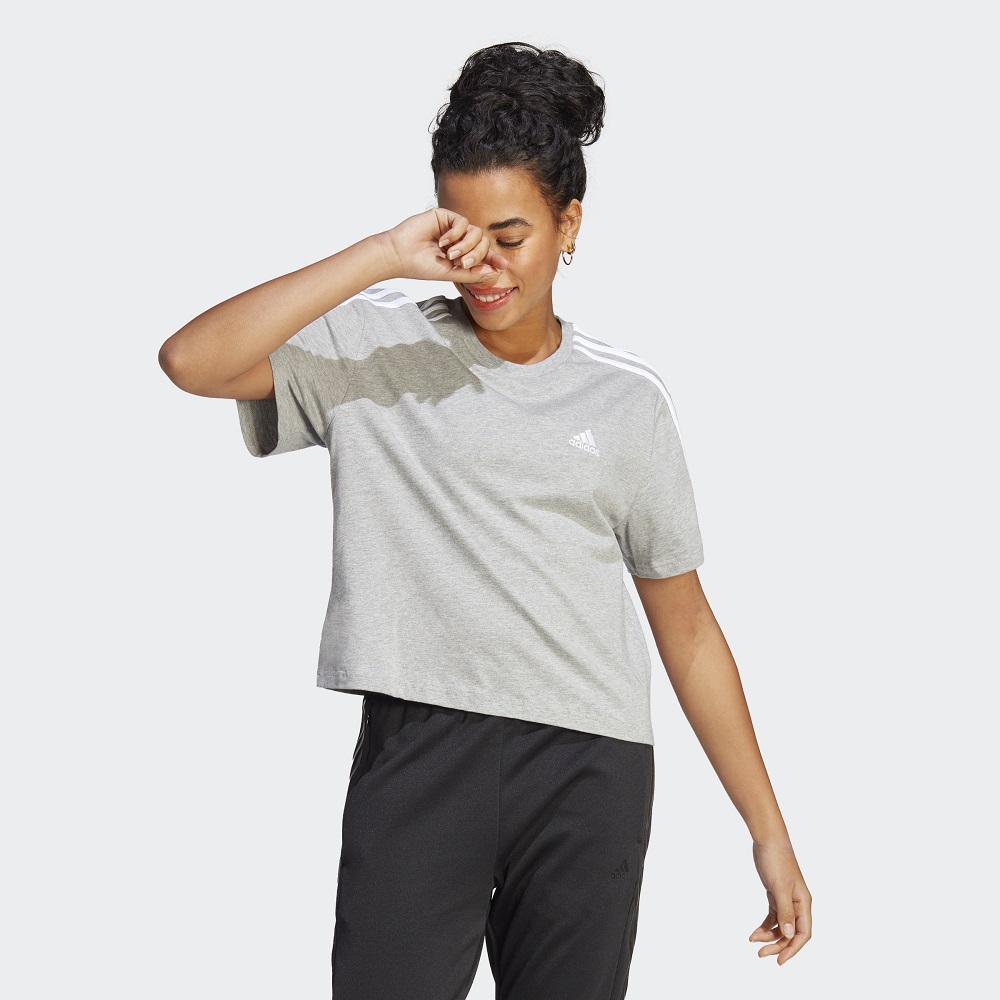 Promo Adidas Women T-shirt Crop Top Single 3-stripes Baju Wanita ...