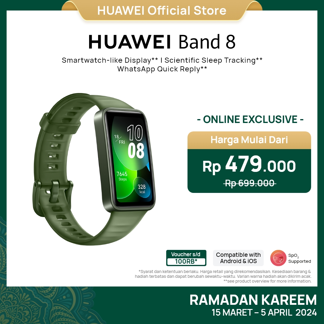 Jual Huawei Band 8 Smartband| Smartwatch-like Display | Professional ...