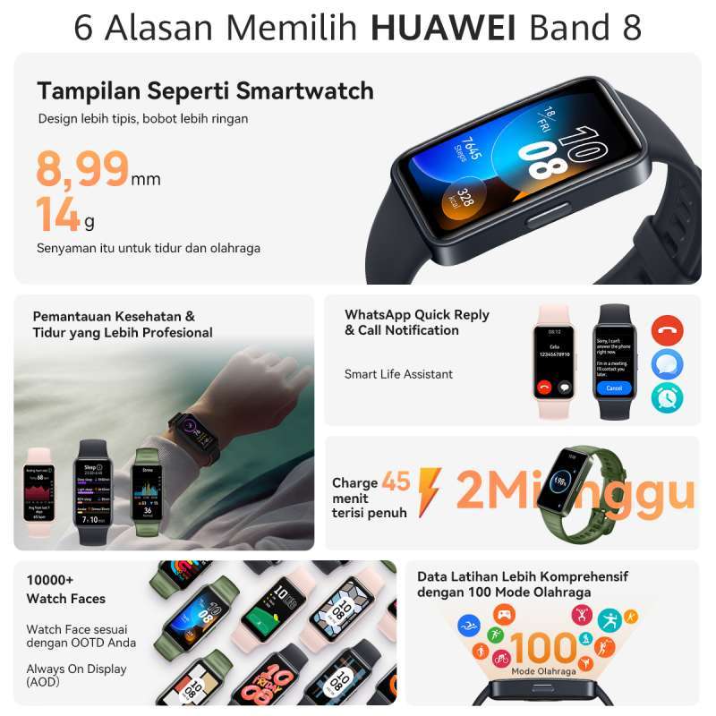 Jual Huawei Band 8 Smartband| Smartwatch-like Display | Professional ...