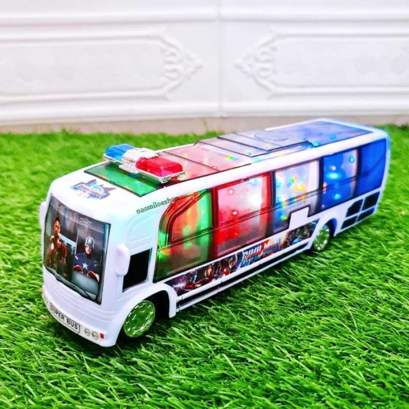 Promo Super BuS civil war mainan bus anak lampu super hero bump n go ...