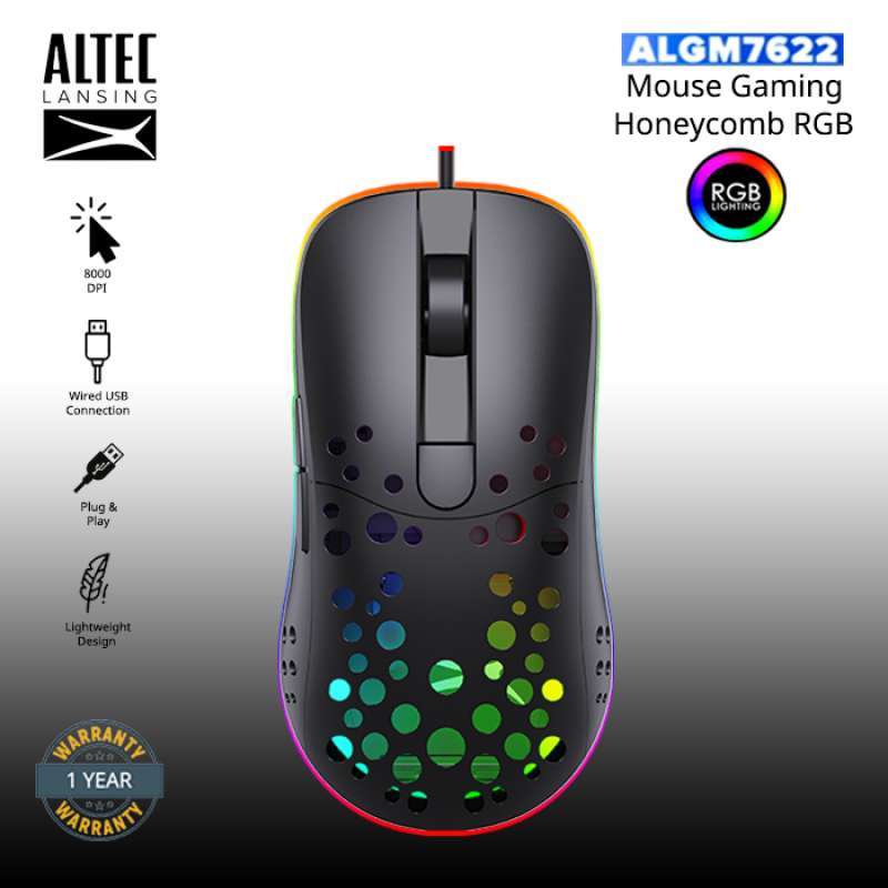 Promo Mouse Gaming Altec Lansing ALGM-7622 Hitam - RGB Backlight - 8000 ...