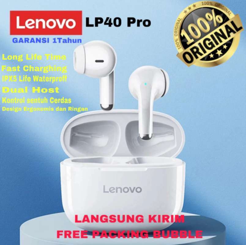 Jual Lenovo LP40 PRO True Wireless Earphones Bluetoth 5.1 Noise Reduction Sport TWS 2023 di ...