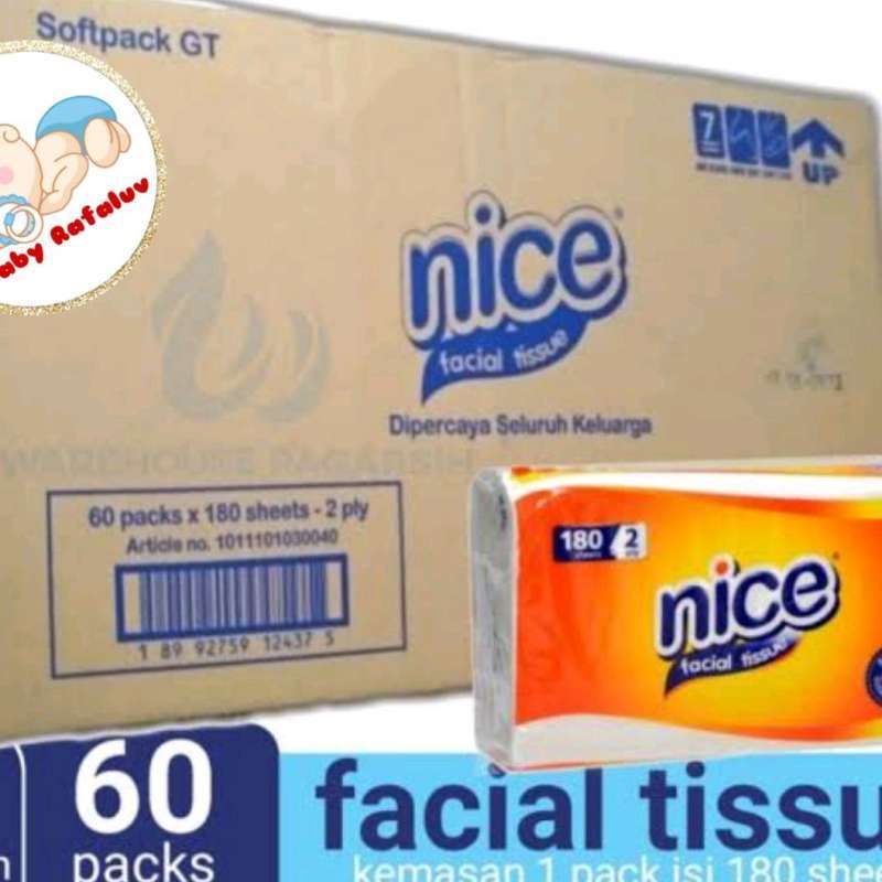 Jual NICE TISSUE 180 SHEET [1 DUS / 1 KARTON / 60 PCS] di Seller Baby ...