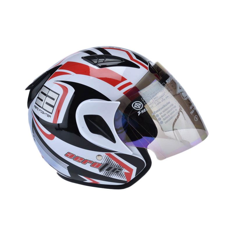 Jual MSR Helmet Javelin Aerotic Putih Merah Helm Half Face Online April ...