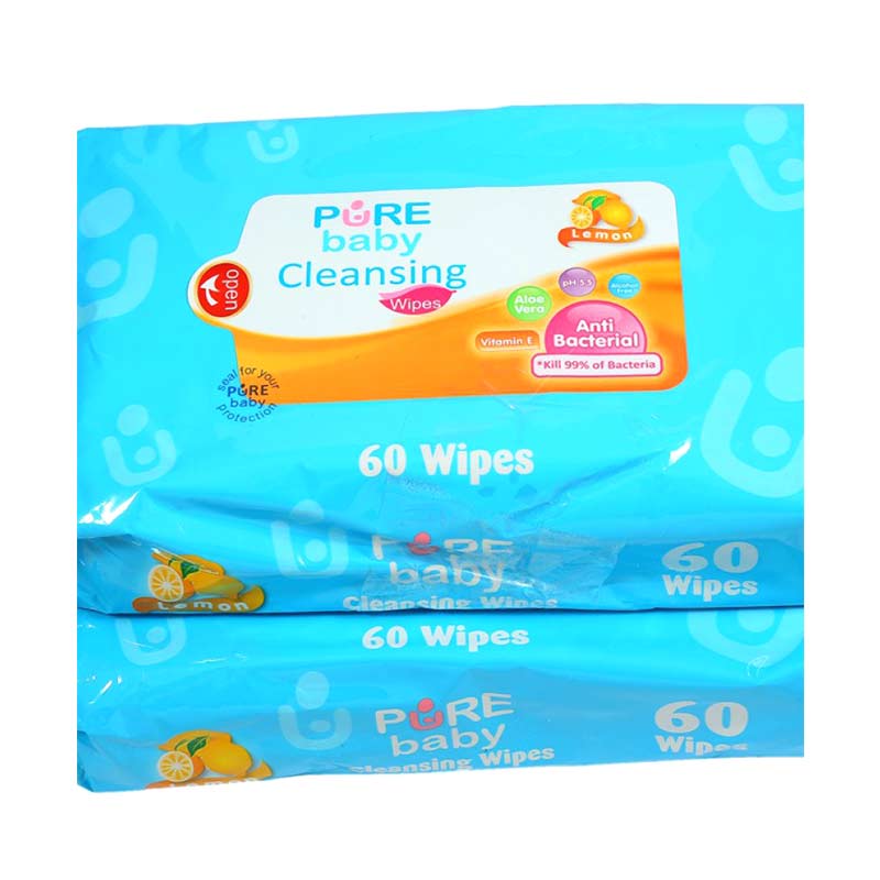 Jual Pure Baby Cleansing Wipes Lemon Tissue Basah [buy 1 Get 2/60 ...
