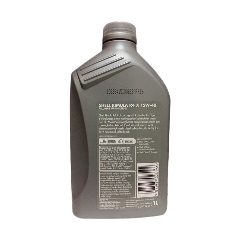 Jual Shell Rimula R4x 15w-40 Oli Mobil Mesin Diesel [1 Liter] Di Seller ...