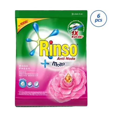 Harga Rinso Anti Noda Deterjen Bubuk + Molto Pink Rose Fresh 44 gr X 6 ...
