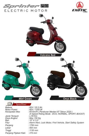 Jual Sepeda Listrik Exotic Sprinter Pro Max Original Terbaru - Harga ...