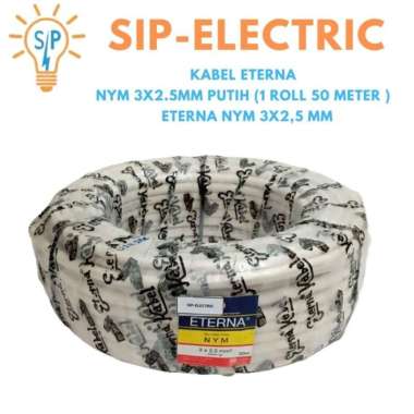 Jual Kabel Eterna Nym 3x1.5mm Putih (1 Roll 50 Meter ) / Eterna Nym 3x1 ...